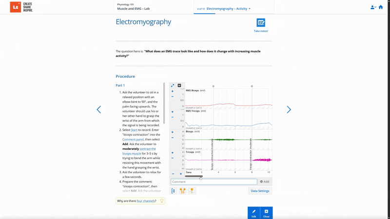 Configuring Example Data Settings in Lt | ADInstruments
